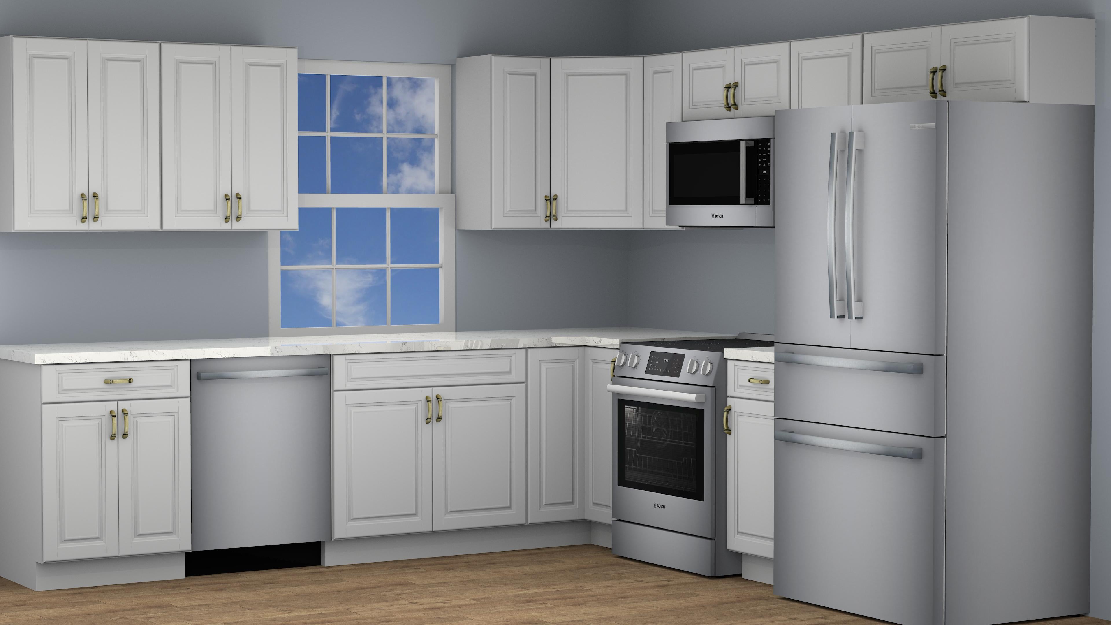 10x10 Grammercy White Kitchen Cabinet Set – Ready To Assemble Cabinets